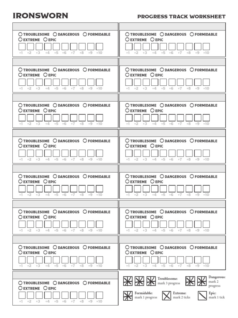 Ironsworn Progress Track Worksheet | PDF