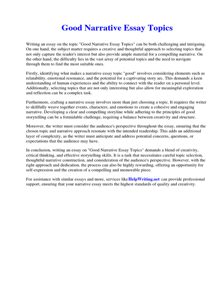 Good Narrative Essay Topics | PDF | Armenian Genocide | Emma (Novel)