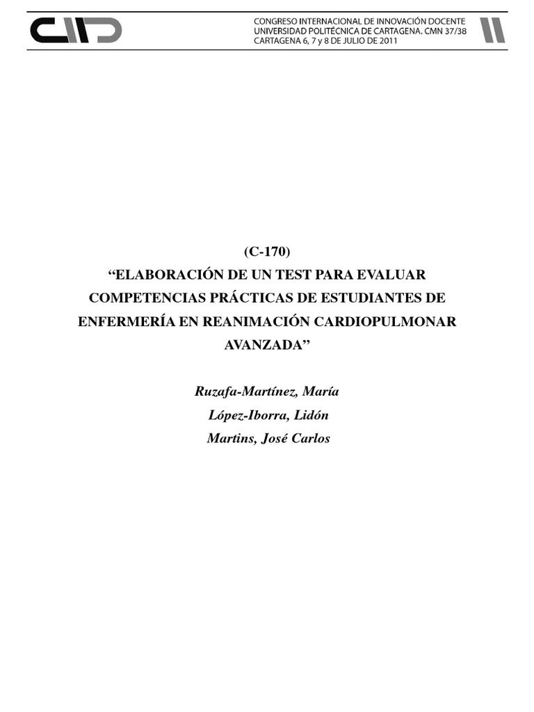 Test para Valorar Competencias Practicas en RCP Basica | PDF ...