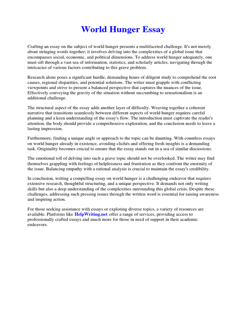 World Hunger Essay | PDF