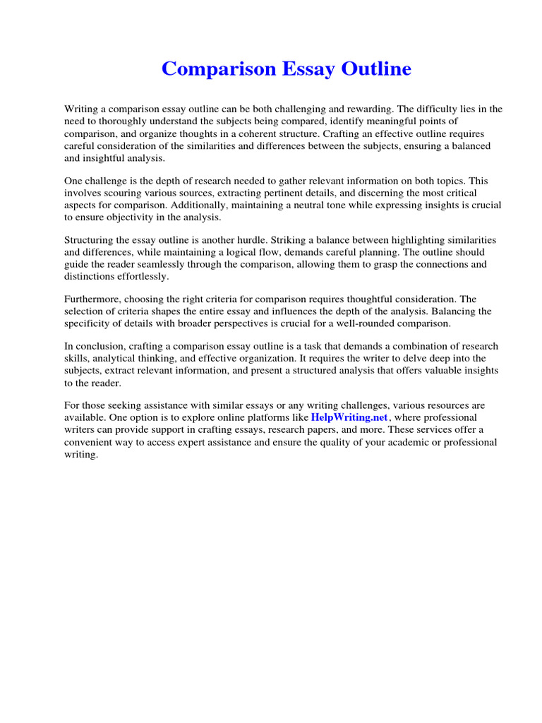 Comparison Essay Outline | PDF | Non Governmental Organization | Essays