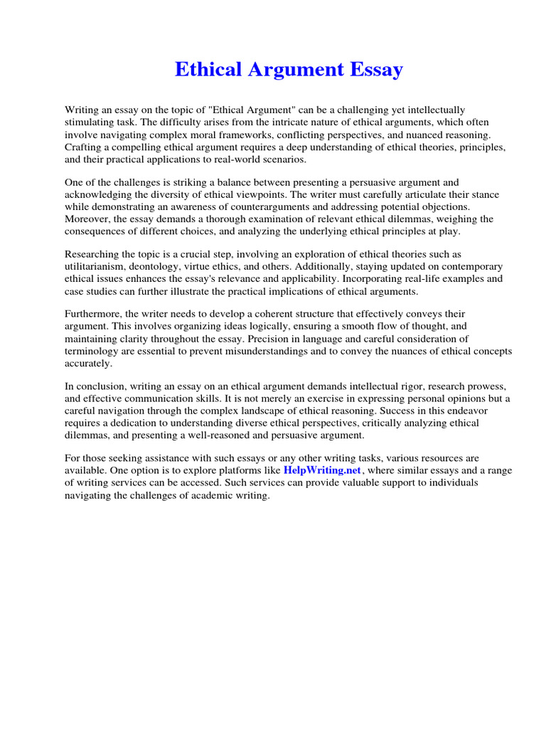 Ethical Argument Essay | PDF | Infection | Karl Popper