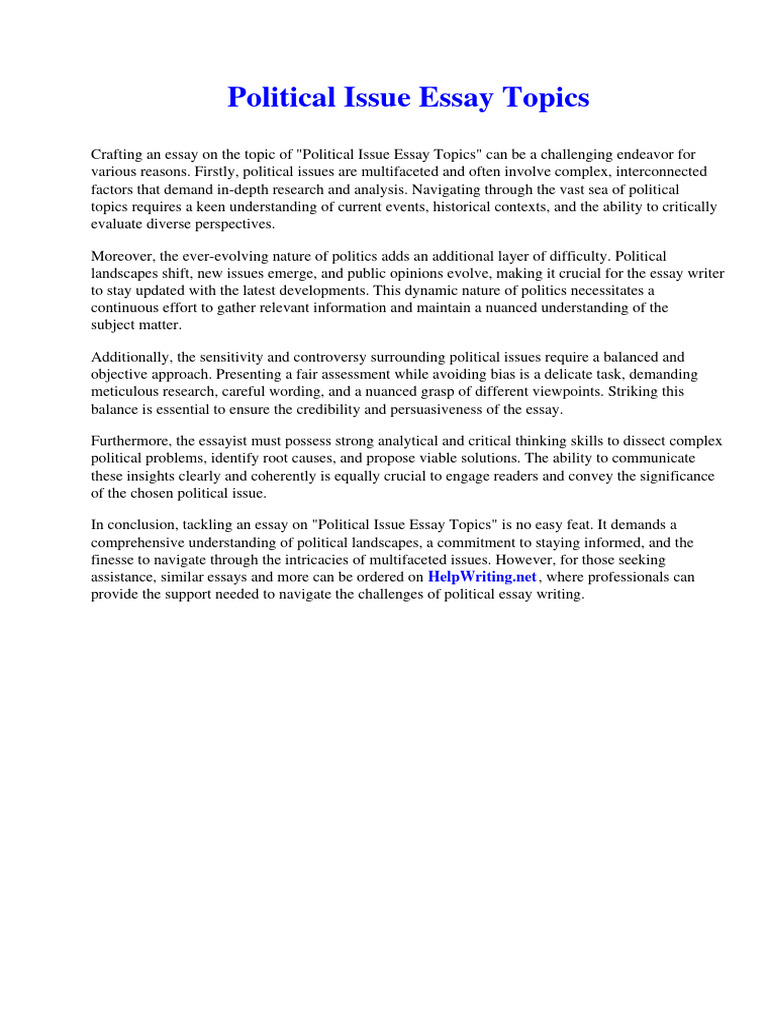 Political Issue Essay Topics | PDF | Essays | Atomic Bombings Of ...