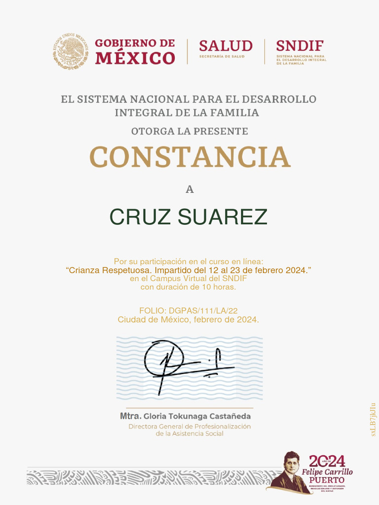 Constancia Crianza Respetuosa | PDF