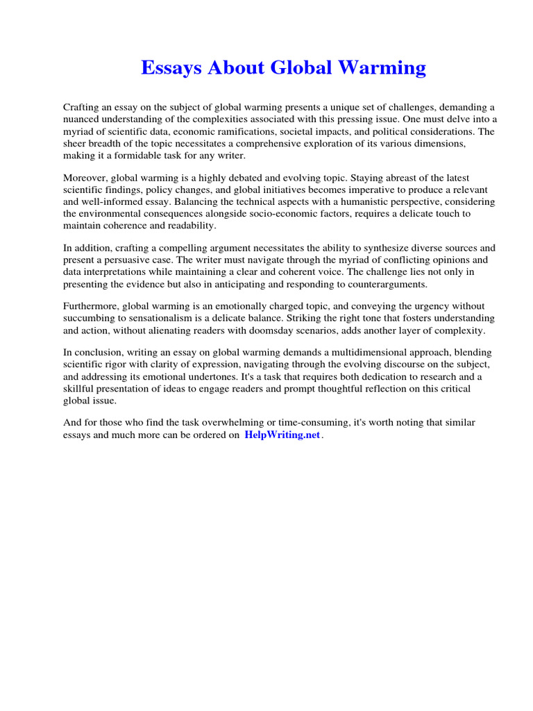 Essays About Global Warming | PDF