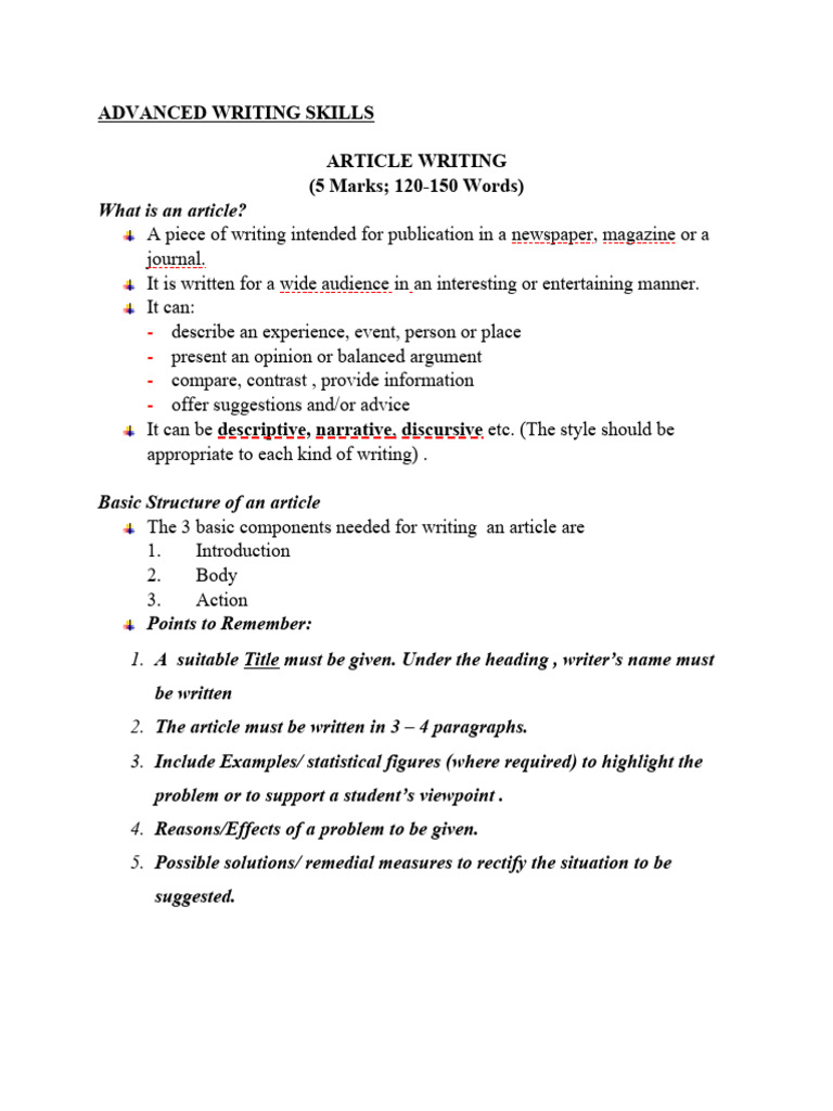 Article Writing - Format | PDF | Narration | Cognitive Science