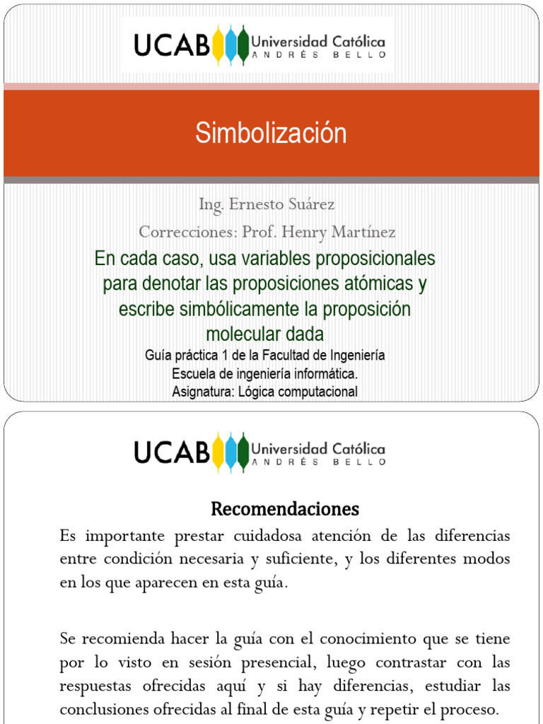 Ejercicios Guia de Simbolización | PDF | Proposición | Lógica