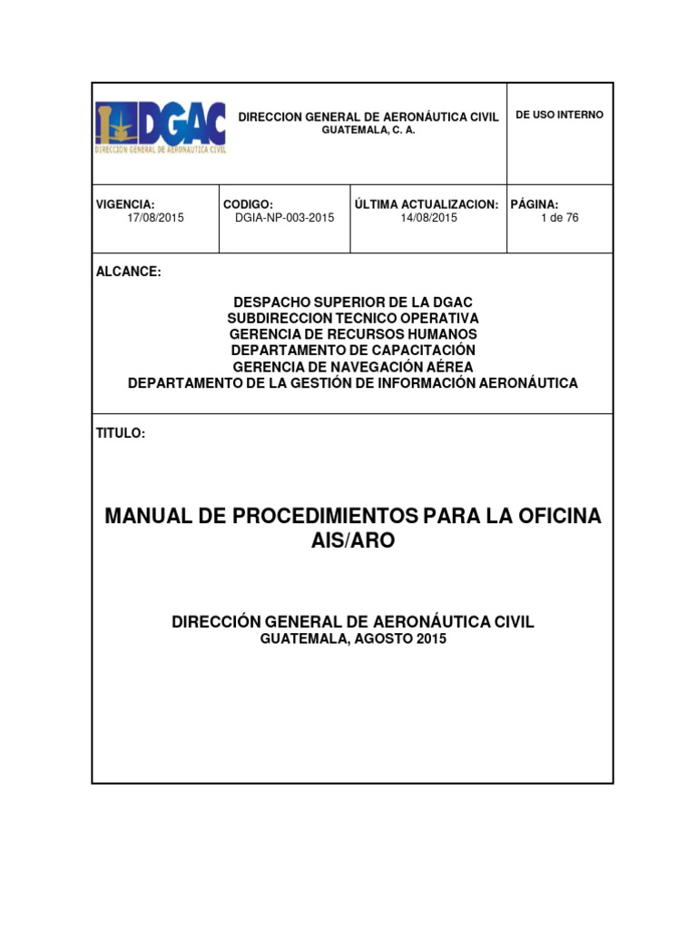 Oficina AIS-ARO | PDF | Control de tráfico aéreo | Aeropuerto