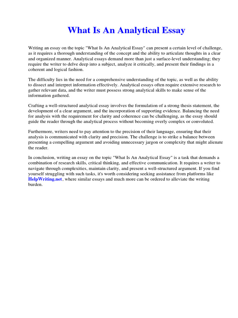 What Is An Analytical Essay | PDF | Essays | Diana