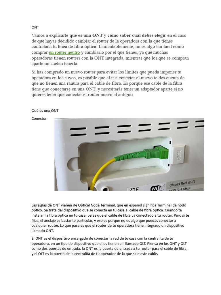 Guía para Elegir ONT Compatible | PDF | Enrutador (Computación ...