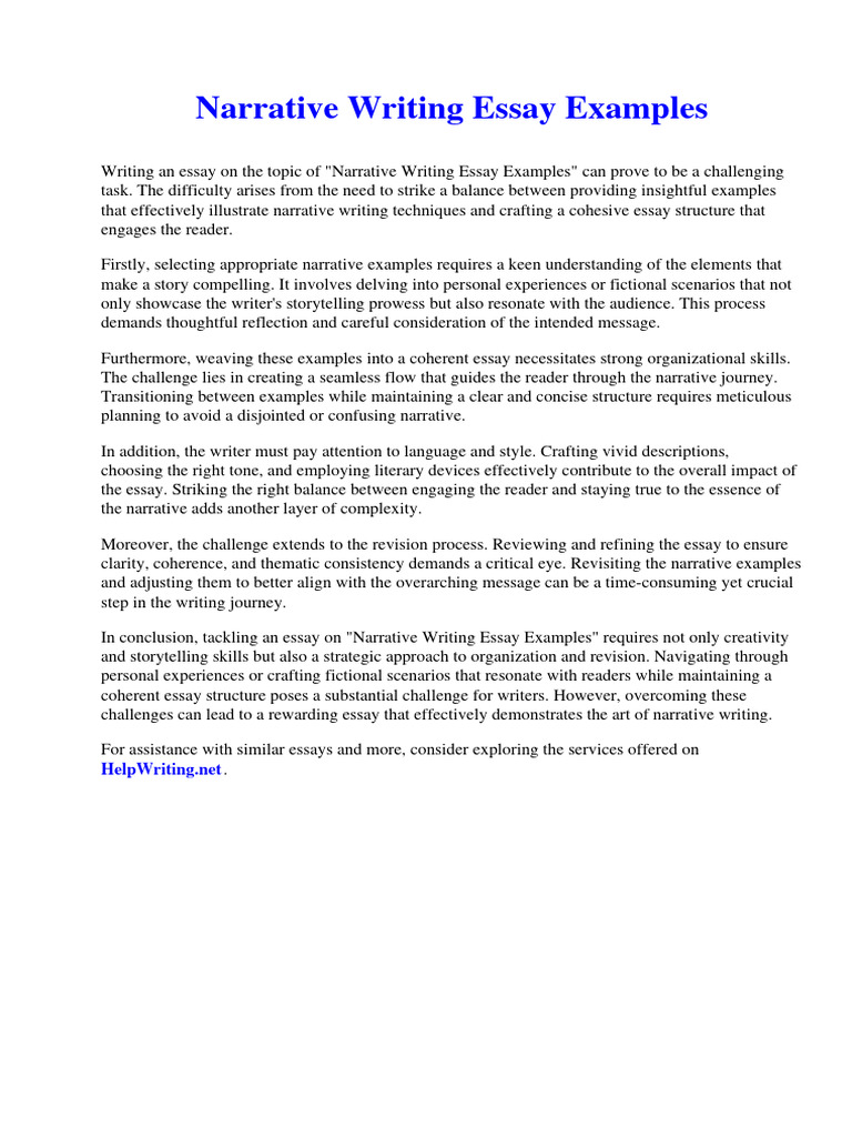 Narrative Writing Essay Examples | Download Free PDF | Narrative | Essays