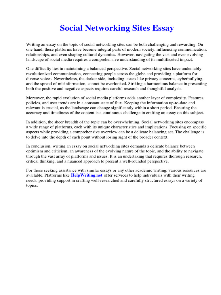 Social Networking Sites Essay | PDF | Earthquakes | Urbanization