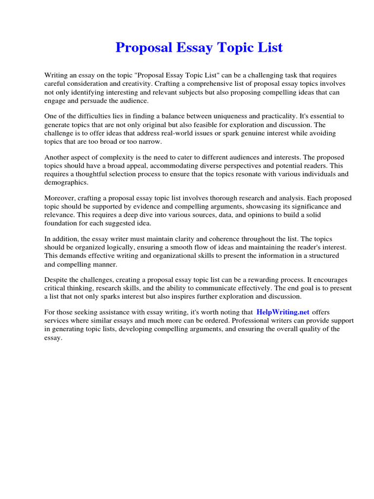 Proposal Essay Topic List | Download Free PDF | Variance | Plant Pathology