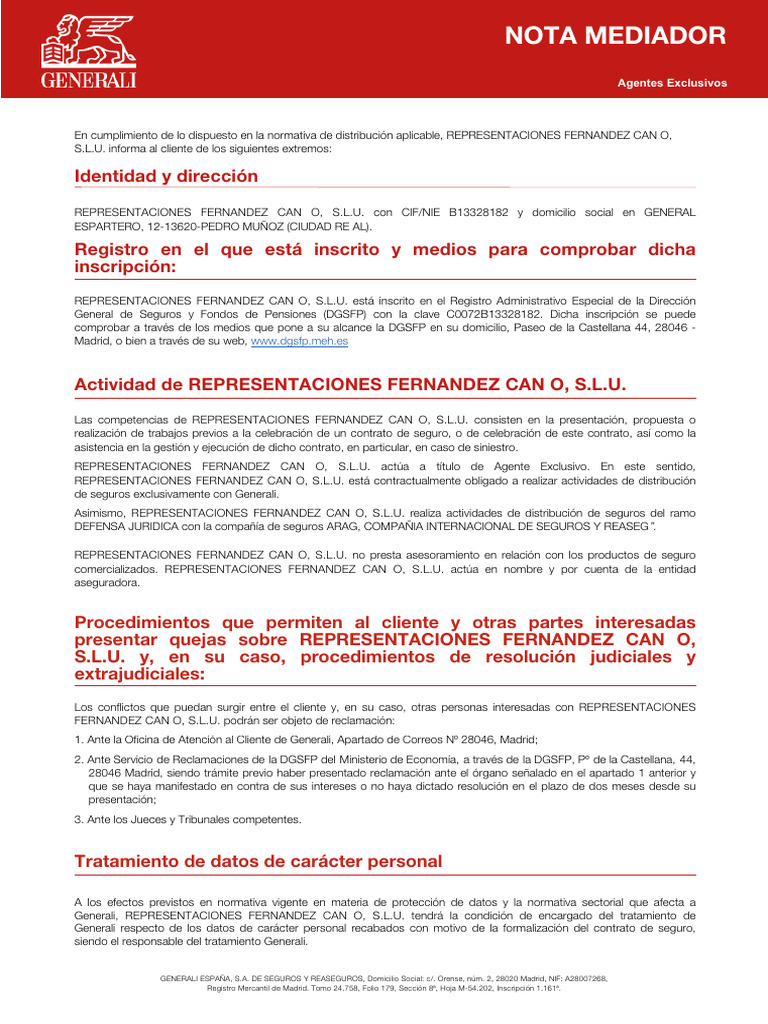 Nota Del Mediador | PDF | Seguro | Reaseguro