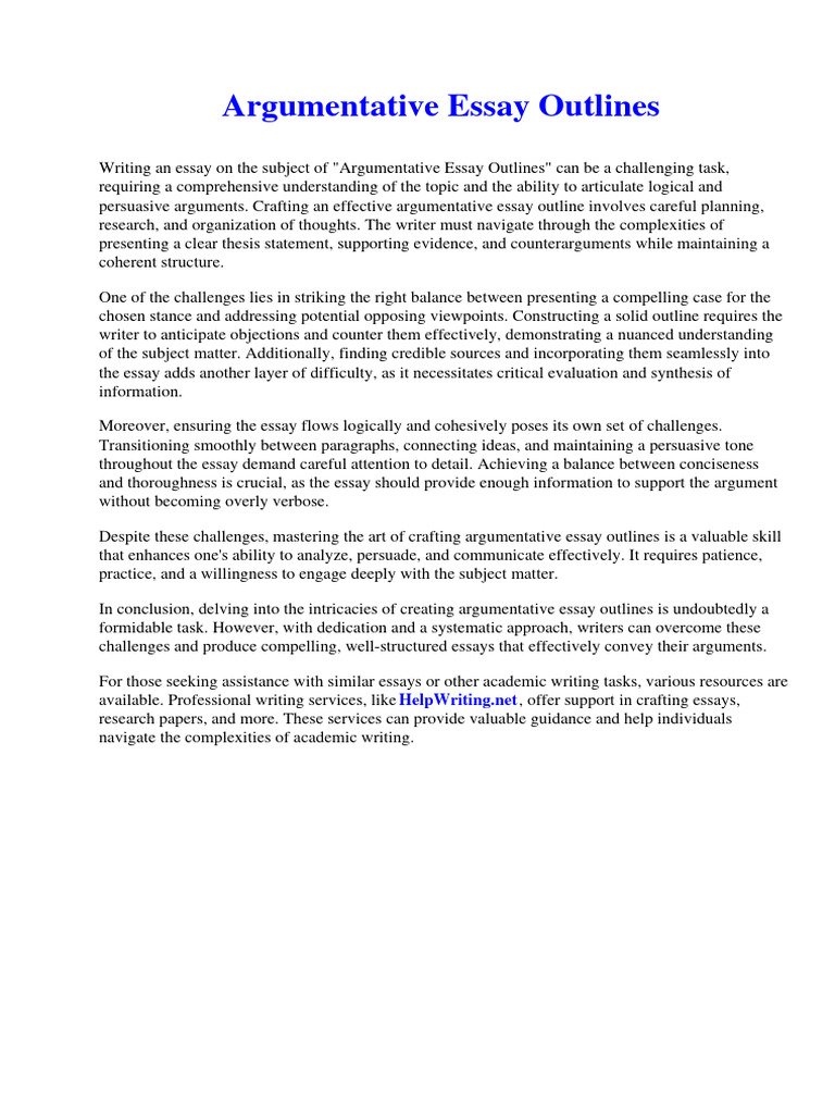 Argumentative Essay Outlines | PDF | Natural Law | Thomas Aquinas