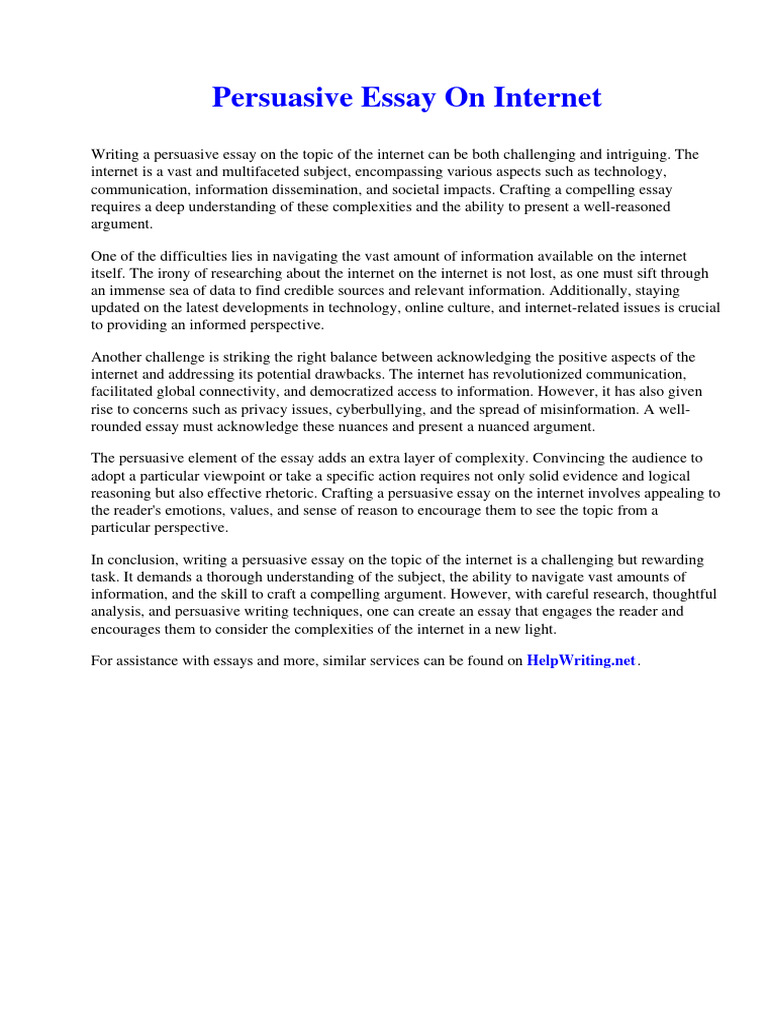 Persuasive Essay On Internet | PDF | Recall (Memory) | Memory