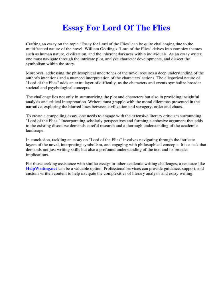Essay For Lord of The Flies | PDF | Essays | Communication