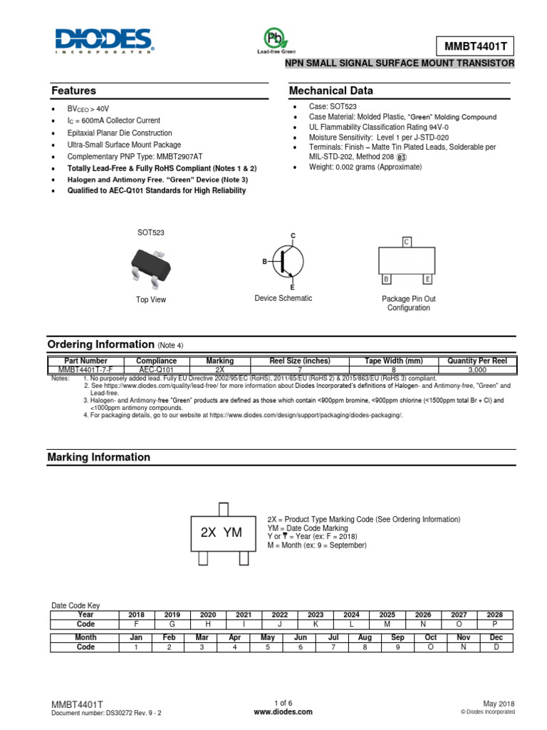 MMBT4401T Diodes | PDF | Bipolar Junction Transistor | Electrical Engineering