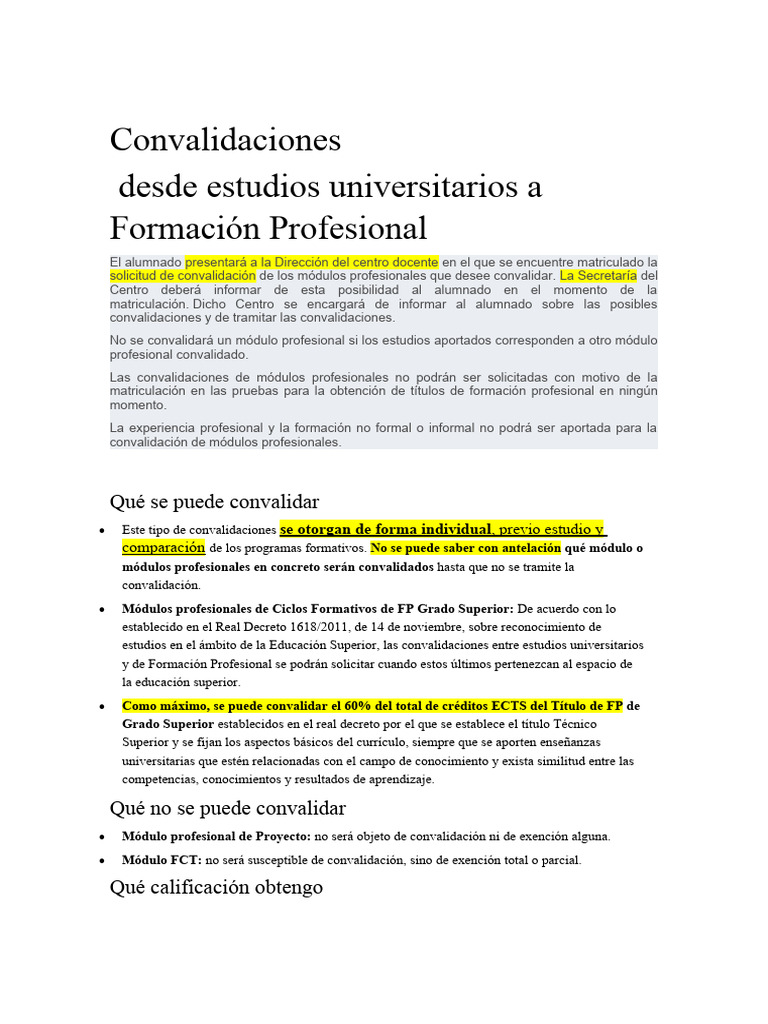 Qué Se Puede Convalidar | PDF | Desarrollo profesional | Educación más alta