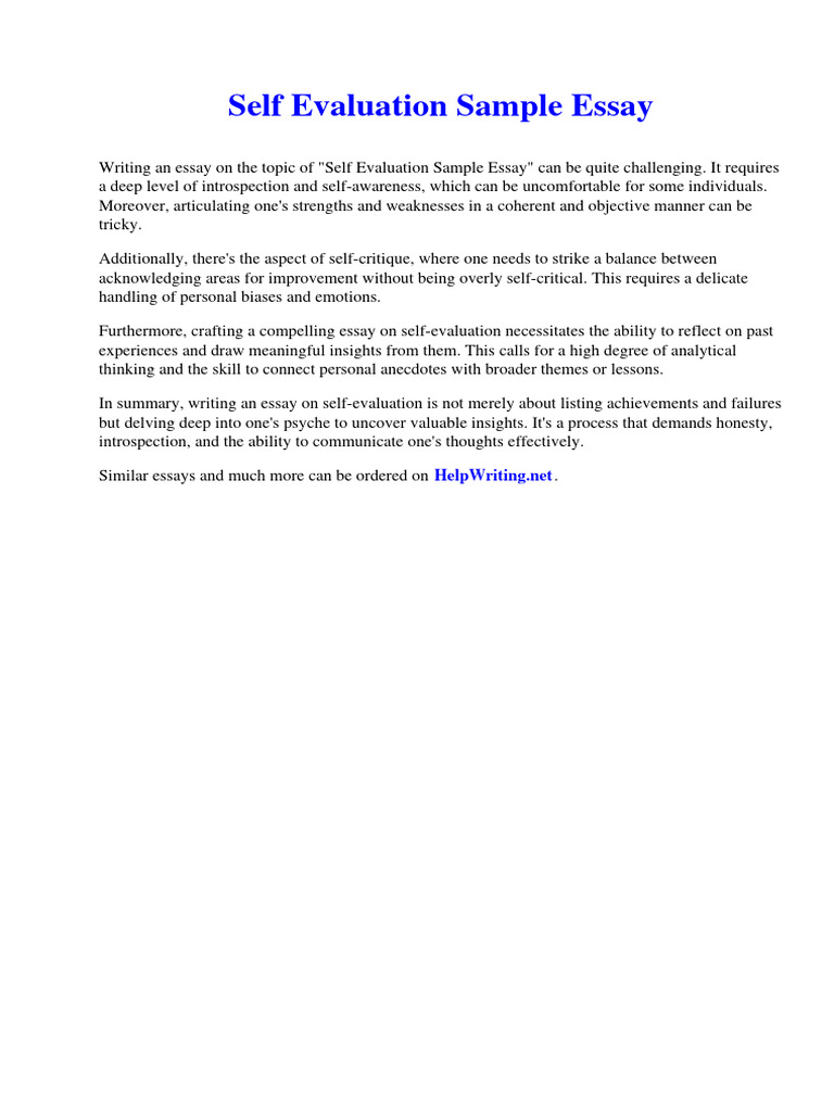 Self Evaluation Sample Essay | Download Free PDF | Black Hole | General Relativity