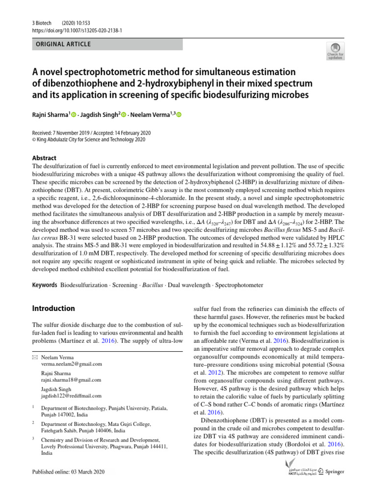 Sharma 2020 | PDF | Absorbance | Spectrophotometry