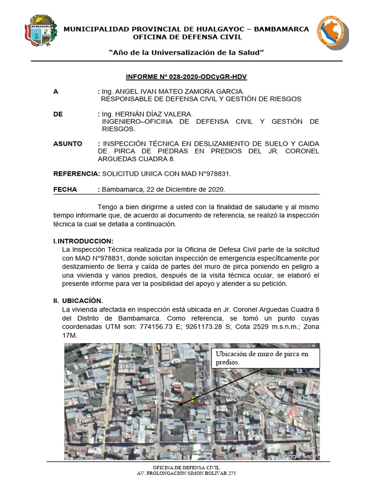 Informe #28 ITS DESLIZAMIENTO SUELOS | PDF | Defensa Civil | Albañilería