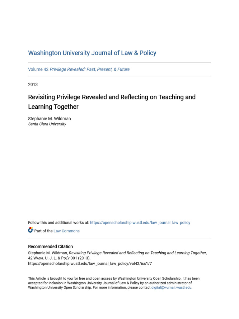 Revisiting Privilege Revealed and Reflecting On Teaching and Lear | Download Free PDF ...