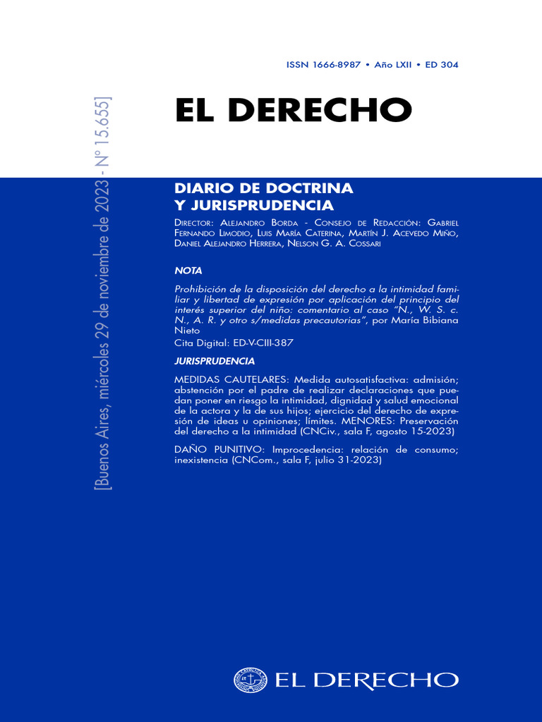 Prohibición de La Disposición Del Derecho A La Intimidad Familiar y ...