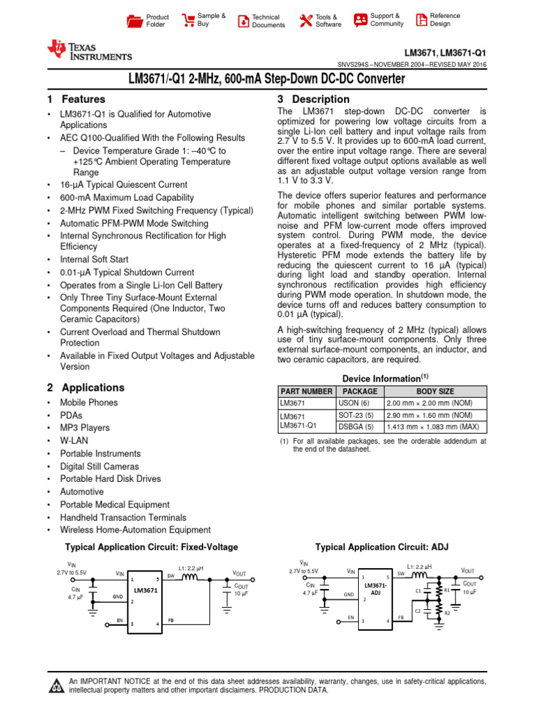 lm3671 Datasheet | PDF | Electrostatic Discharge | Rectifier