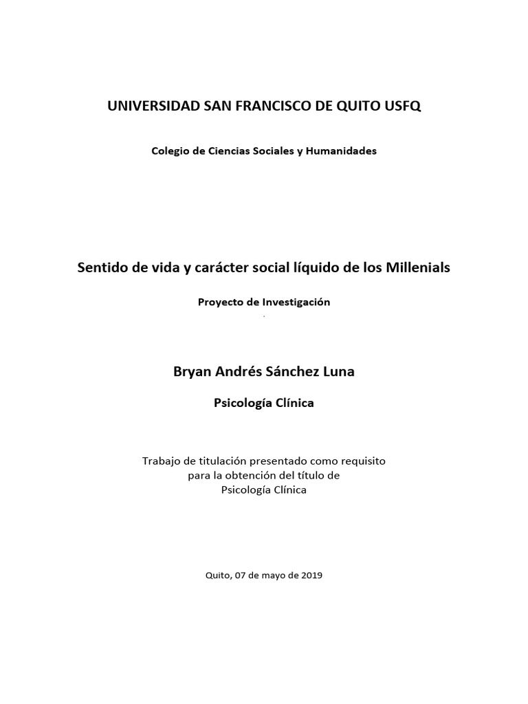 Sentido de Vida y Carácter Social Líquido de Los Millenials | PDF ...