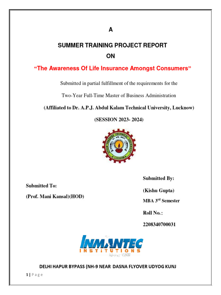 MBA 3 Sem-STPR Manual (1) New 4 | PDF | Insurance | Life Insurance