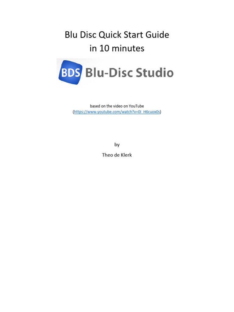 Blu-Disc Quick Start Guide | PDF | Menu (Computing) | Adobe Photoshop
