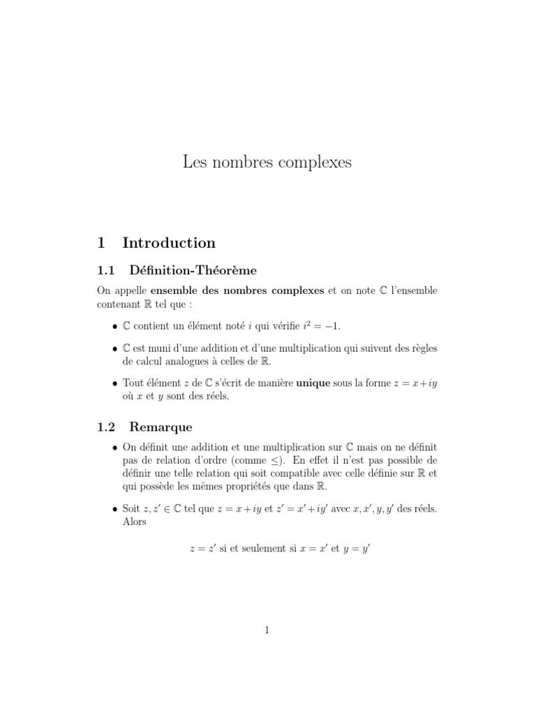 N Bres Complexes | PDF | Nombre complexe | Algèbre