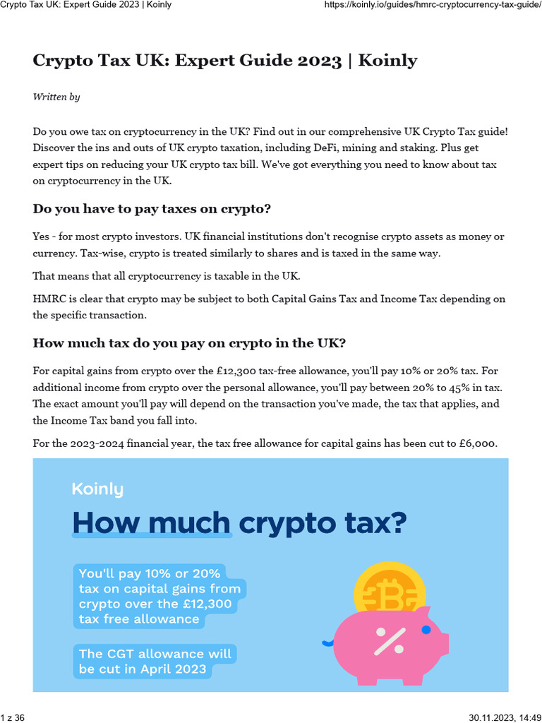 UK Crypto Tax Guide 2023 | PDF | Cryptocurrency | Capital Gains Tax