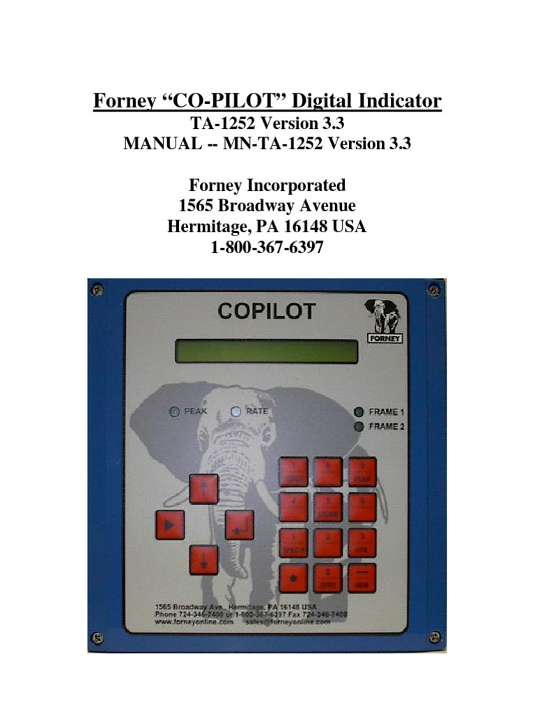 Forney TA-1252 CO-PILOT USER MANUAL V3.3 - S3 | PDF | Calibration | Computer File