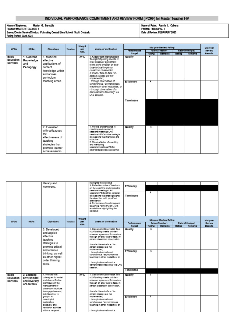 MRF MT1-4 v3 | PDF | Mentorship | Teachers