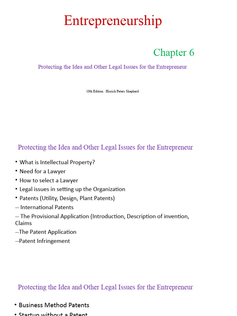 Legal Guide for Entrepreneurs | PDF | Patent | Trademark