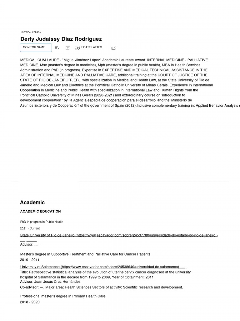 Derly Judaissy Diaz Rodriguez - English CV | PDF | Brazil | Medicine