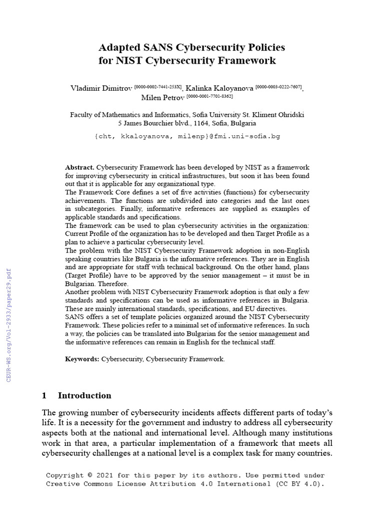 Adapted SANS Cybersecurity Policies For | PDF | Security | Computer ...