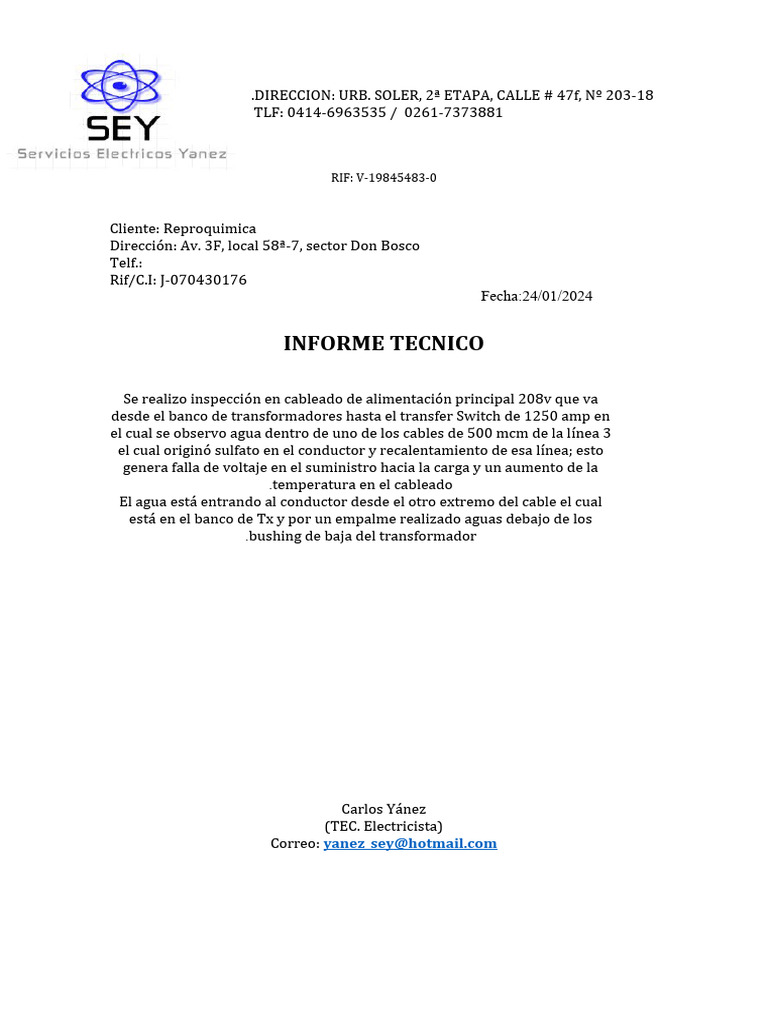 Informe Cable Sulfatado Transfer Switch | PDF | Tecnología