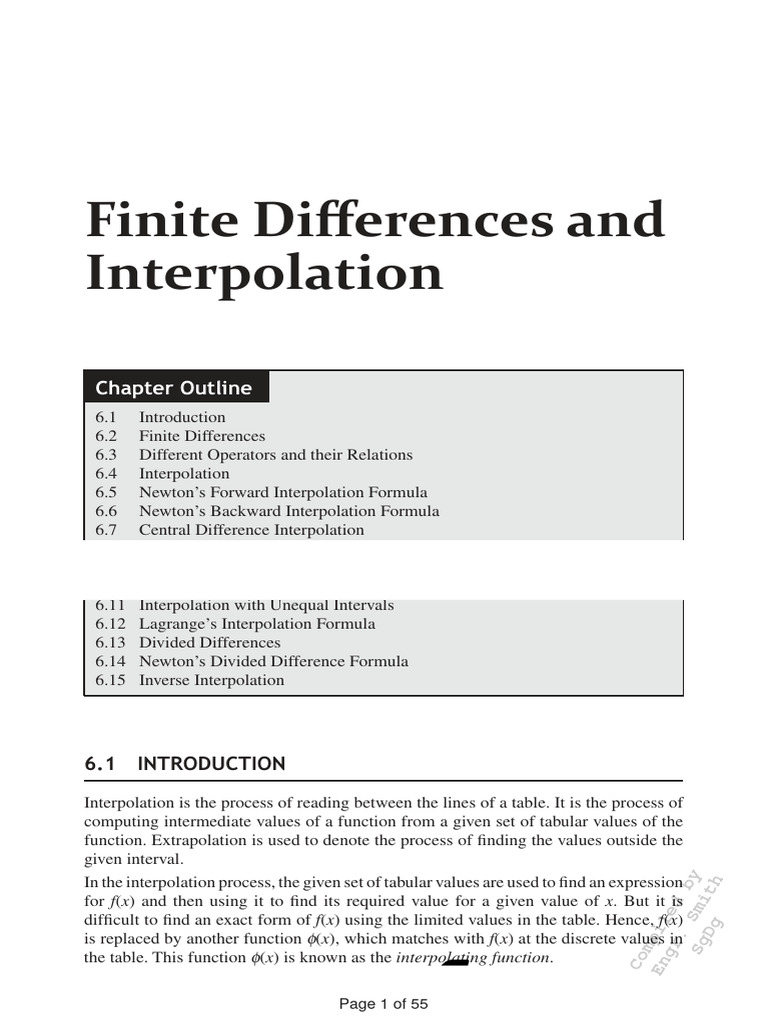 5 Finite Diffeerence and Interpolation_080700 | PDF | Function (Mathematics) | Finite Difference