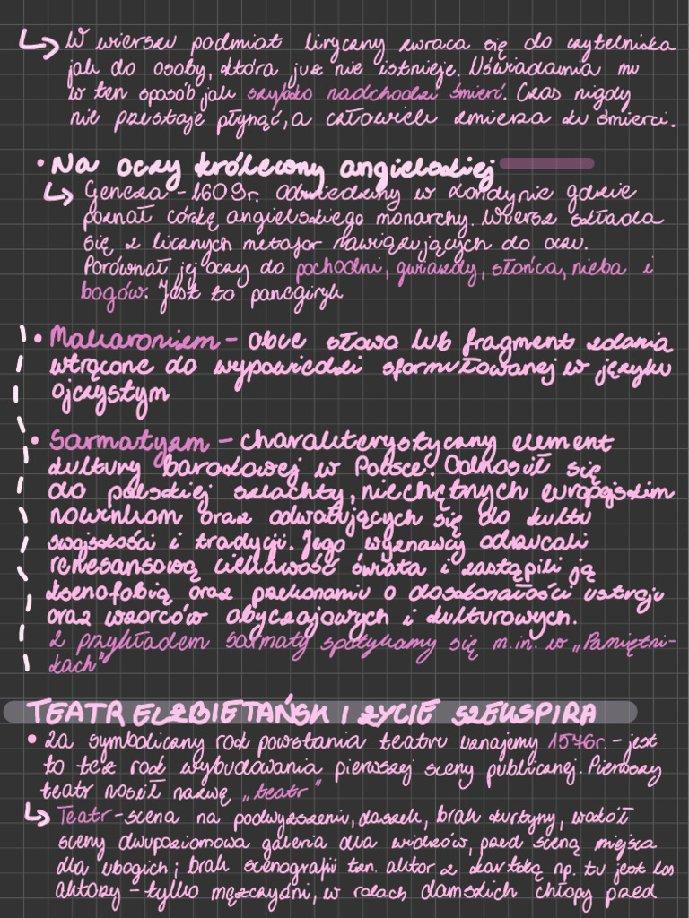 Język Polski Notatki Barok cz5 | PDF