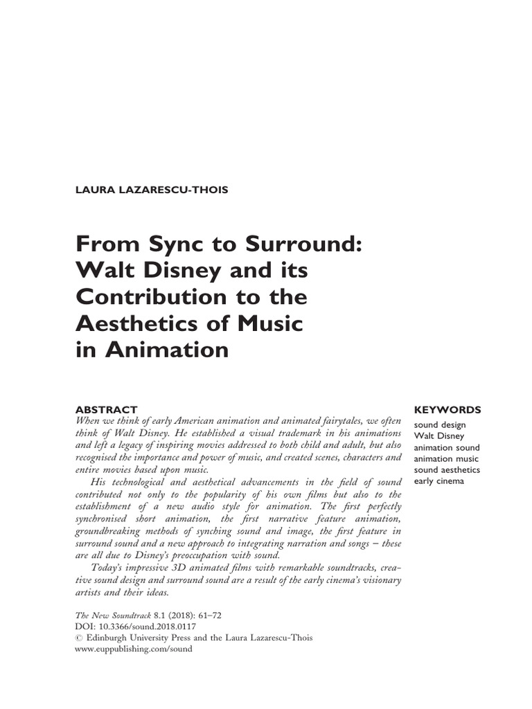 From Sync To Surround Walt Disney and Its Contribution To The ...