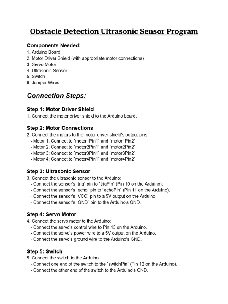 Obstacle Detection Ultrasonic Sensor Program Pdf Arduino Systems Engineering