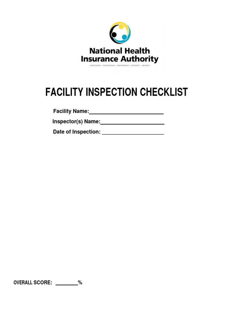 NHI Facility Inspection Checklist | PDF | Stairs | Hand Washing