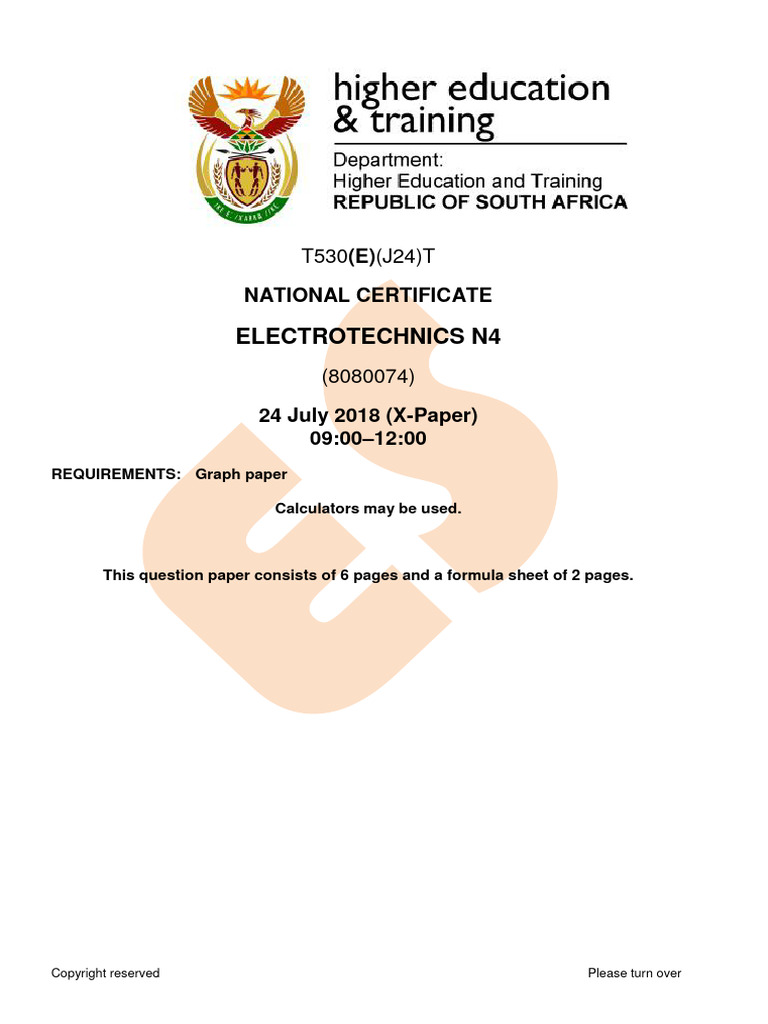 N4 Electrotechnics August 2018 | PDF | Series And Parallel Circuits ...