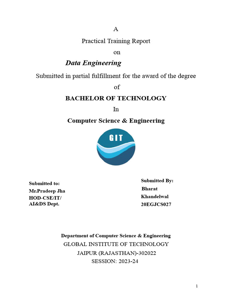 Report ITS 7 SEM Bharat | PDF | Sql | Microsoft Sql Server