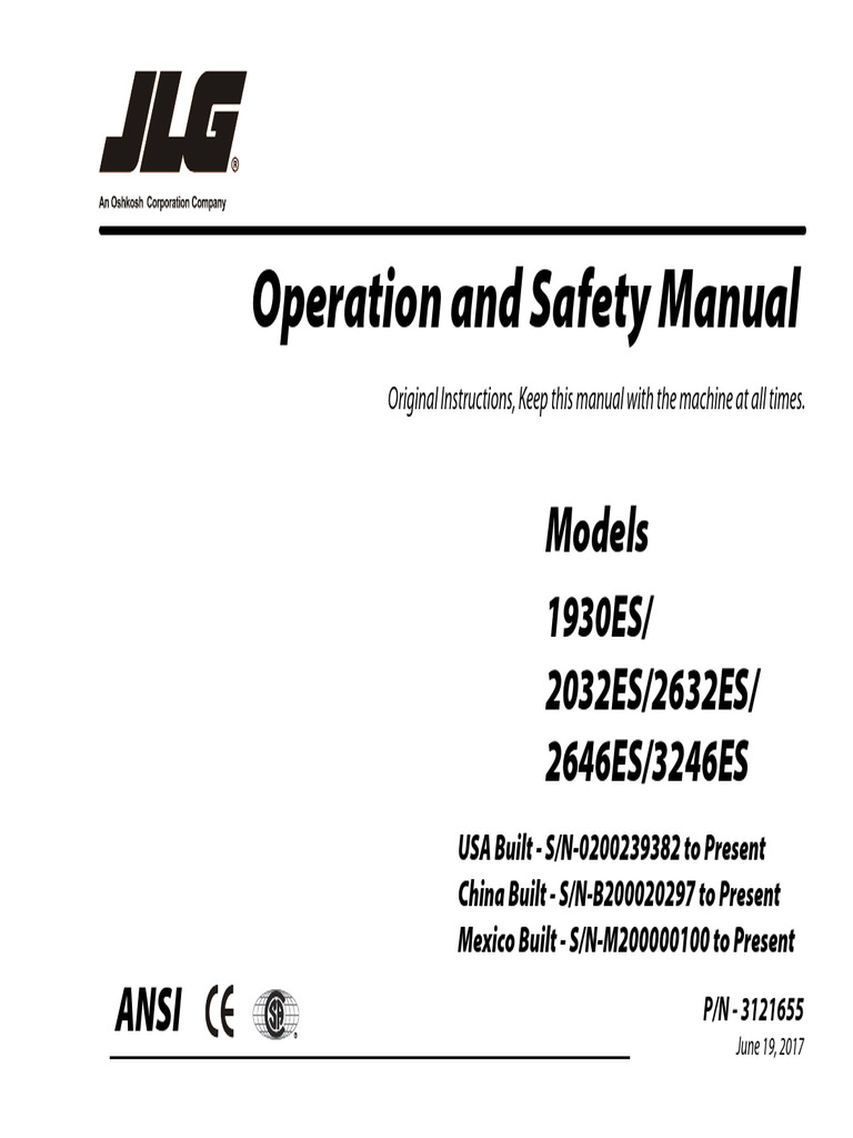 JLG-1930ES-2646ES-3246ES - EN Op. Manual | PDF | Wound | Elevator