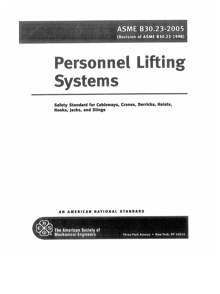 ASME 30.23 Personnel Lifting Systems | PDF