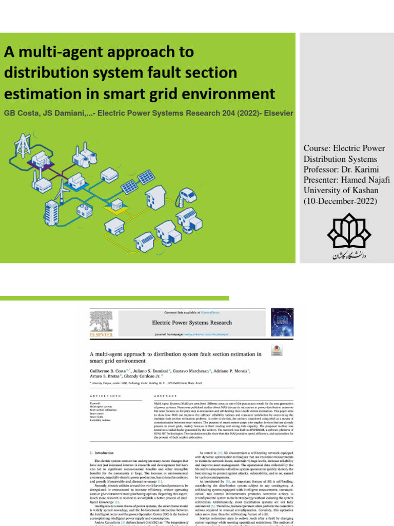 Multi Agent Fault Section Estimation Presentation Pdf Electrical Grid Smart Grid